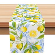 Blue Table Runner Lemon Table Runner Farmhouse Boho Morocco Dining ...