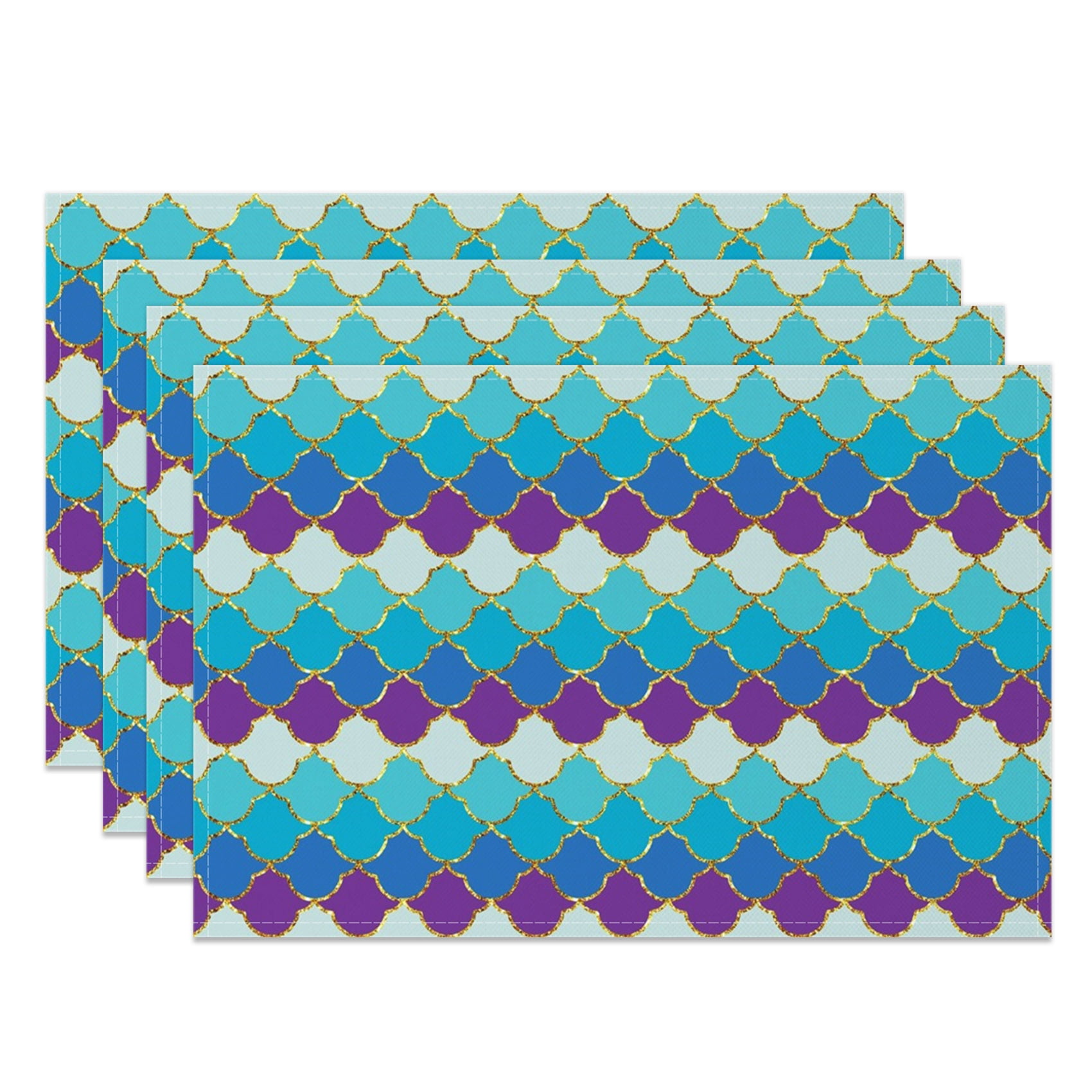 CounterArt "Mermaid Scales" 4-Pack Round Reversible Tabletop Placemats ...