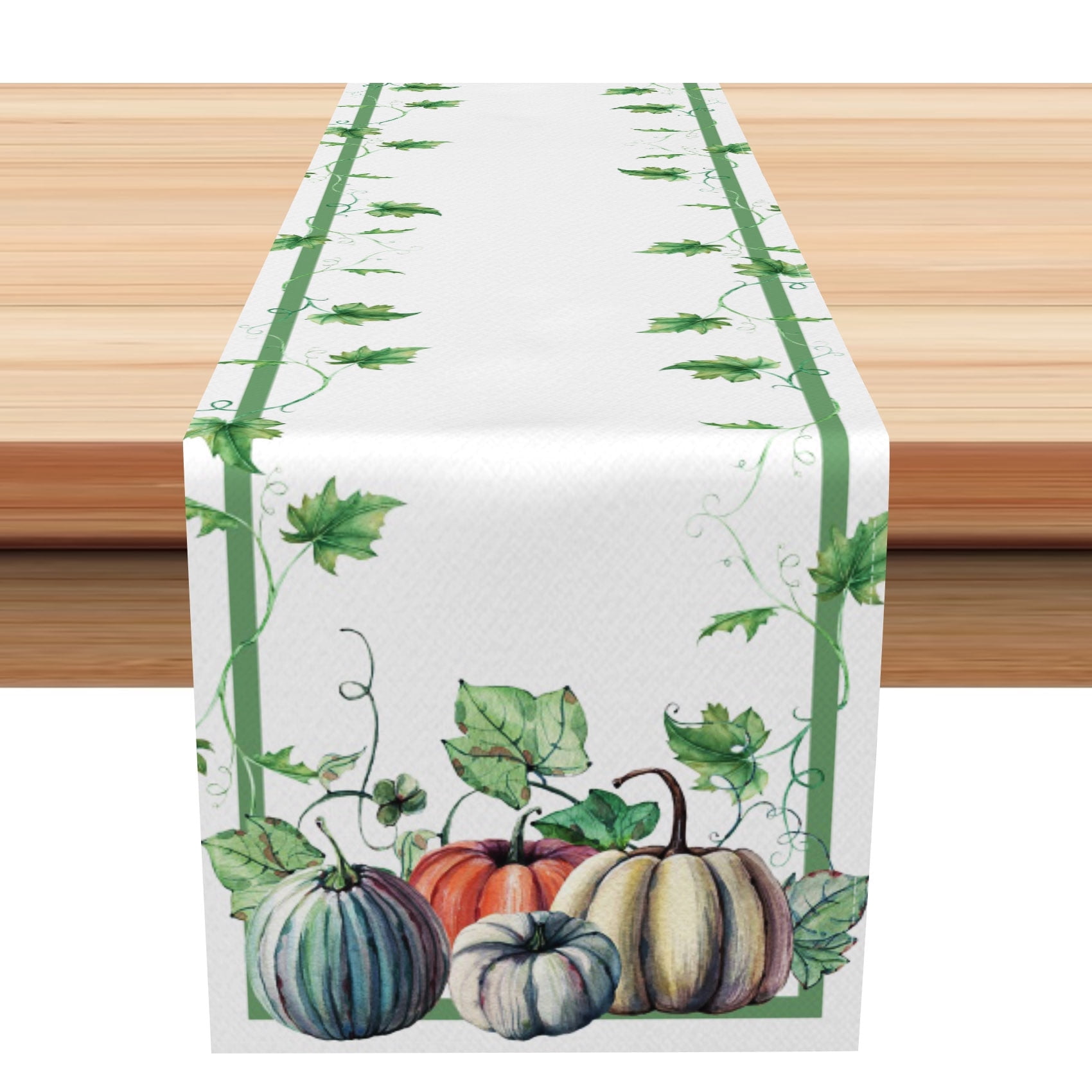 SUNOLIFE Thanksgiving Table Runner Fall Autumn Pumpkins Kitchen Dining ...
