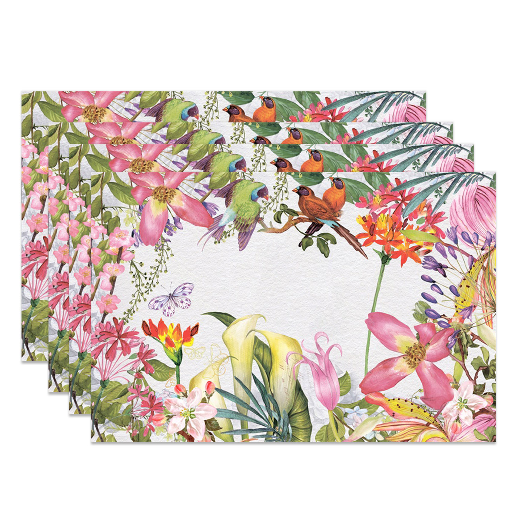 SUNOLIFE Tropical Plans Placemats Summer Floral Table Mats Set of 4 ...
