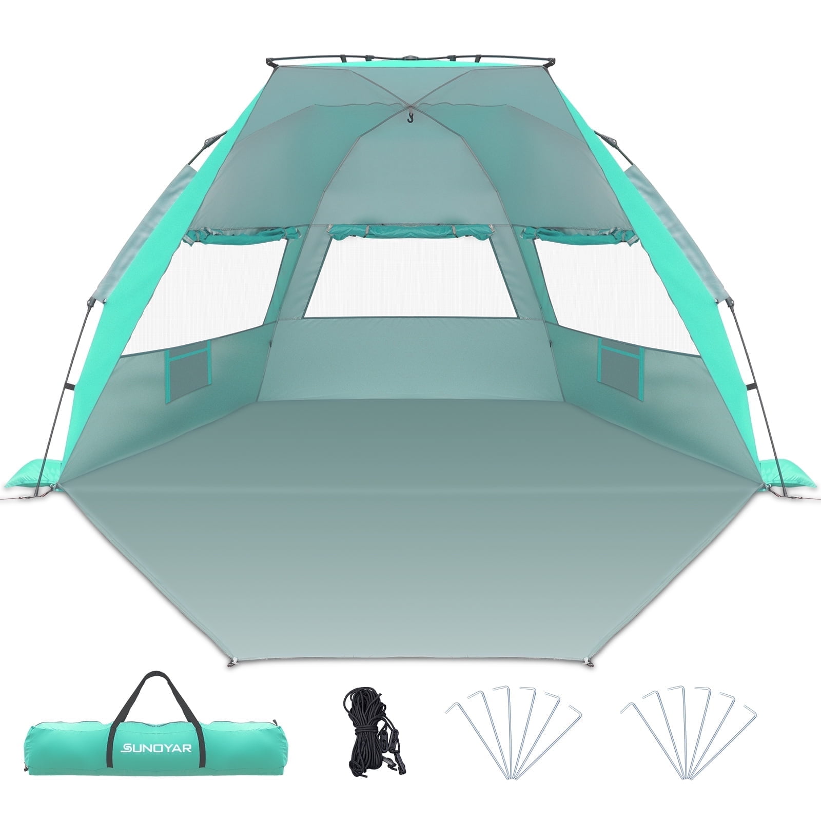 Sunoyar Beach Tent Pop Up Sun Shelter for 4-6 People with UPF 50+ UV ...