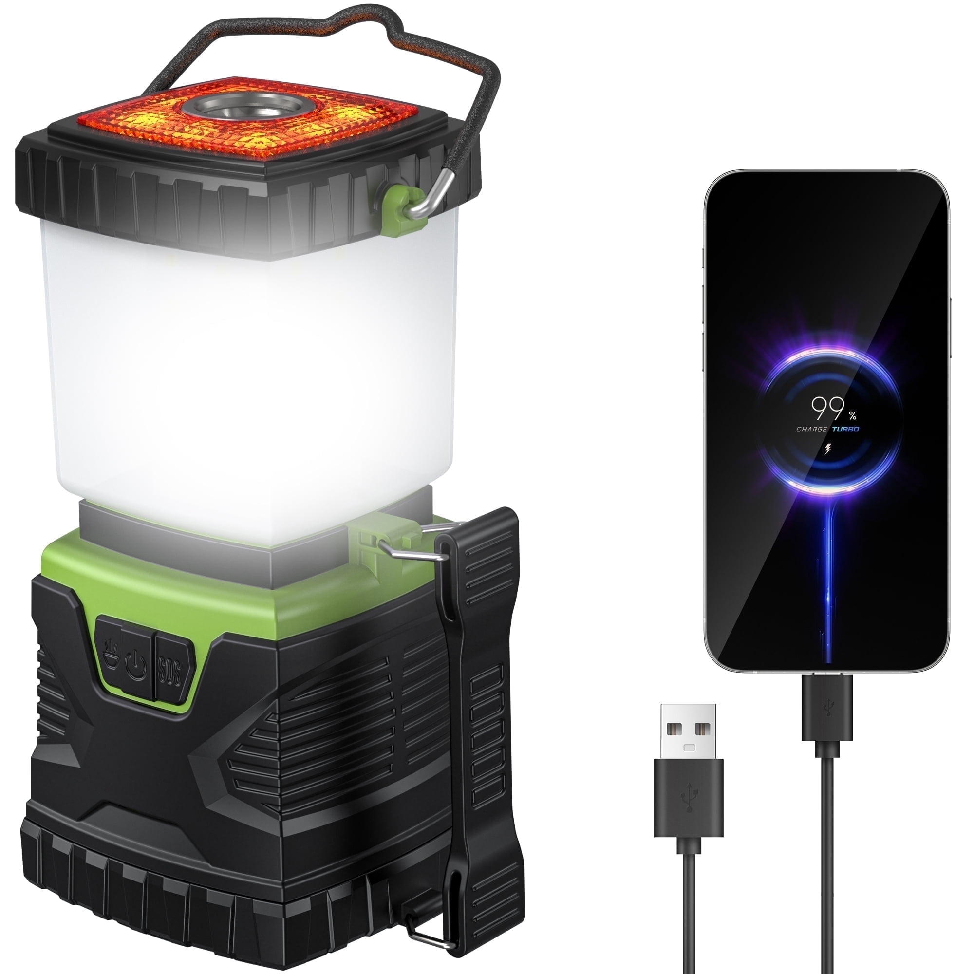 Sunoyar Camping Lantern Rechargeable 1500LM IP44 Waterproof with 5 ...