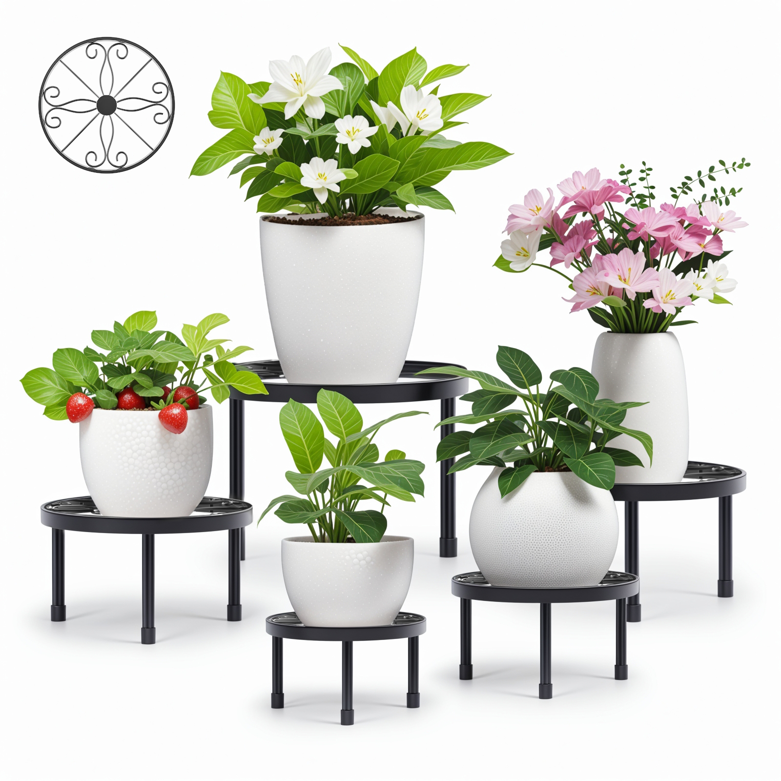 Tall Standing Wooden Flower Pot Shelf, Rustic Decorative Garden ...