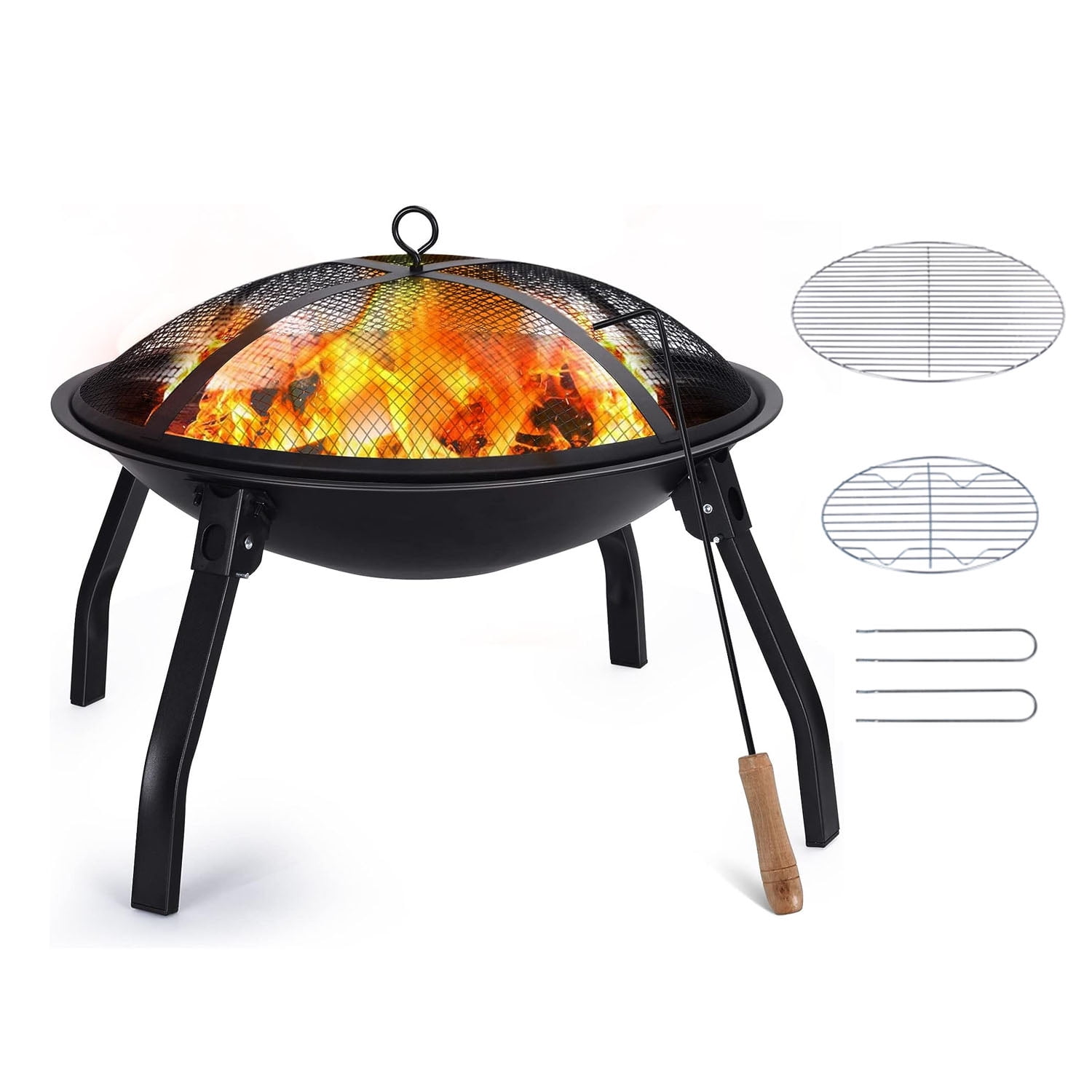 SUNOYAR Fire Pit, 22in Foldable Fire Pits Wood Burning Outdoor Fire Pit ...