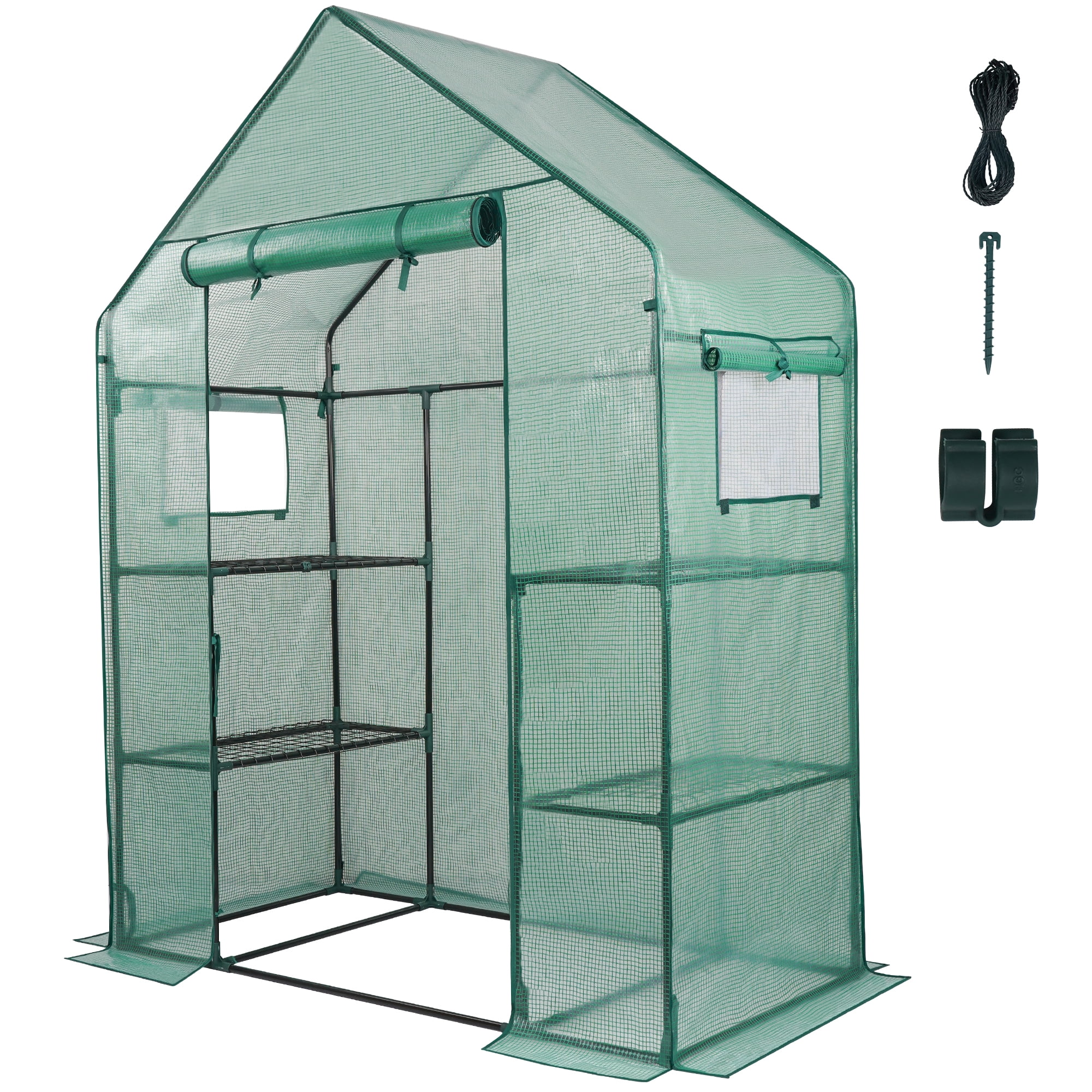 SUNOYAR Greenhouse for Outdoors with Mesh Side Windows, 3 Tiers 4 ...