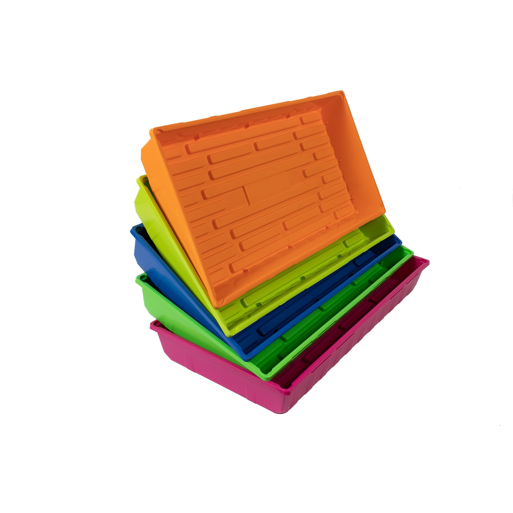 SUNPACK 10” x 20” Mega Plastic Seed Starting Tray, Multiple Colors, 2.5” (Pack of 5) - No ...