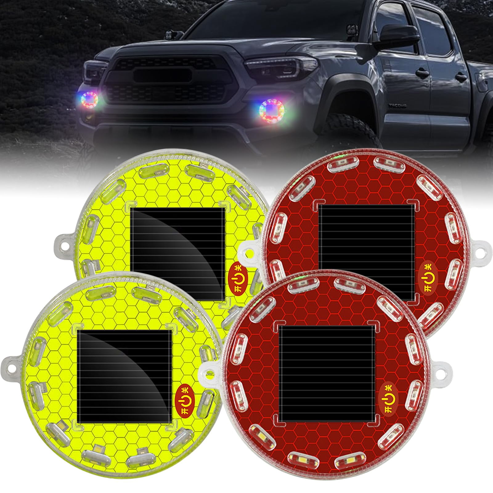 SUNPIE 12 Pods RGBW RRF12 Rock Lights, Full Angle, 30 High Power Chips ...