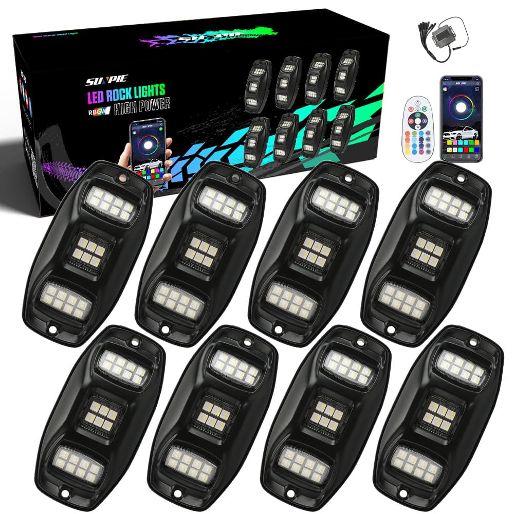 SUNPIE 8 Pods Triple Angle RGBW BSL1 Rock Lights High Power Aluminium ...