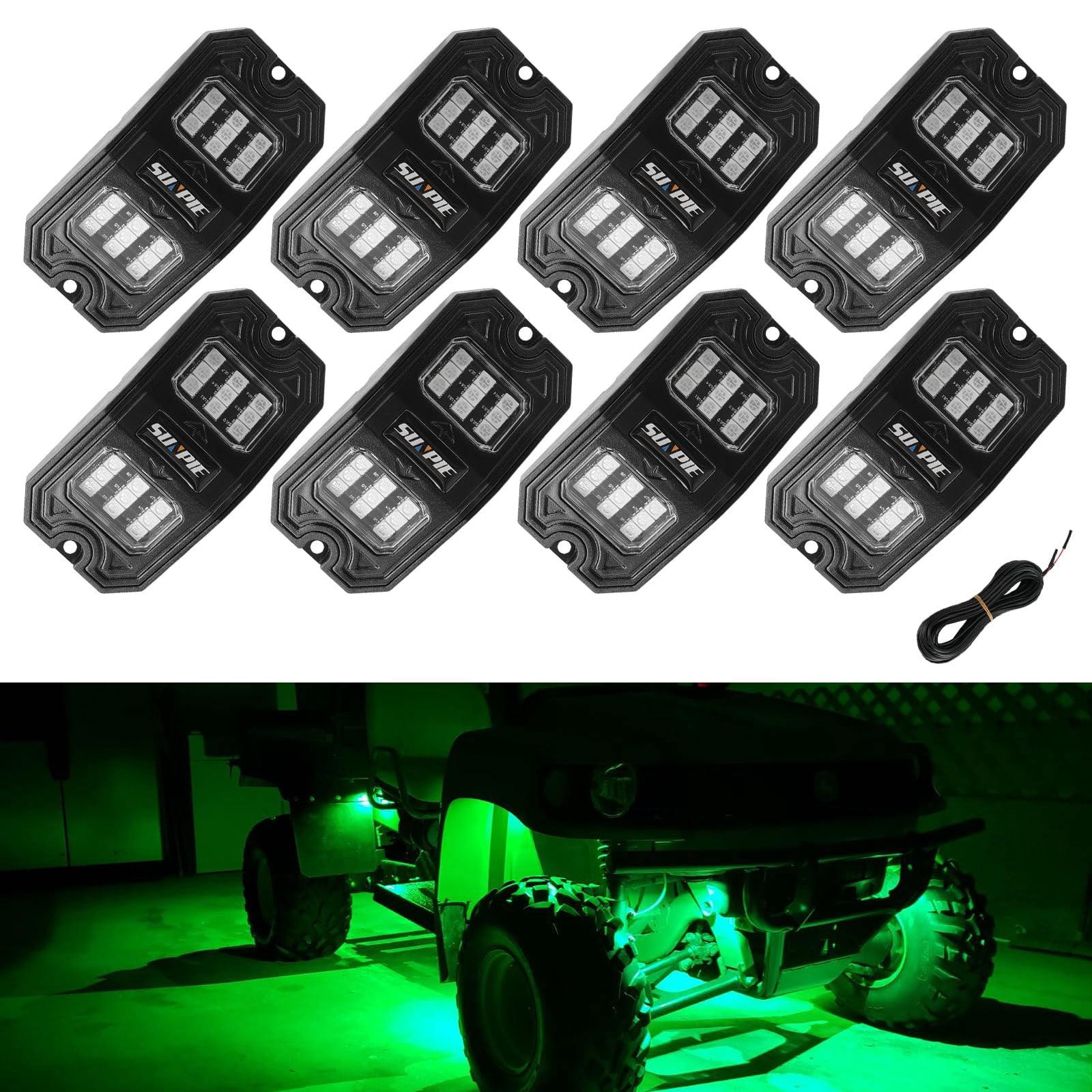 SUNPIE Wide Angle 8 MMF7 Pods Green Rock Lights for Off Road Truck Car ...