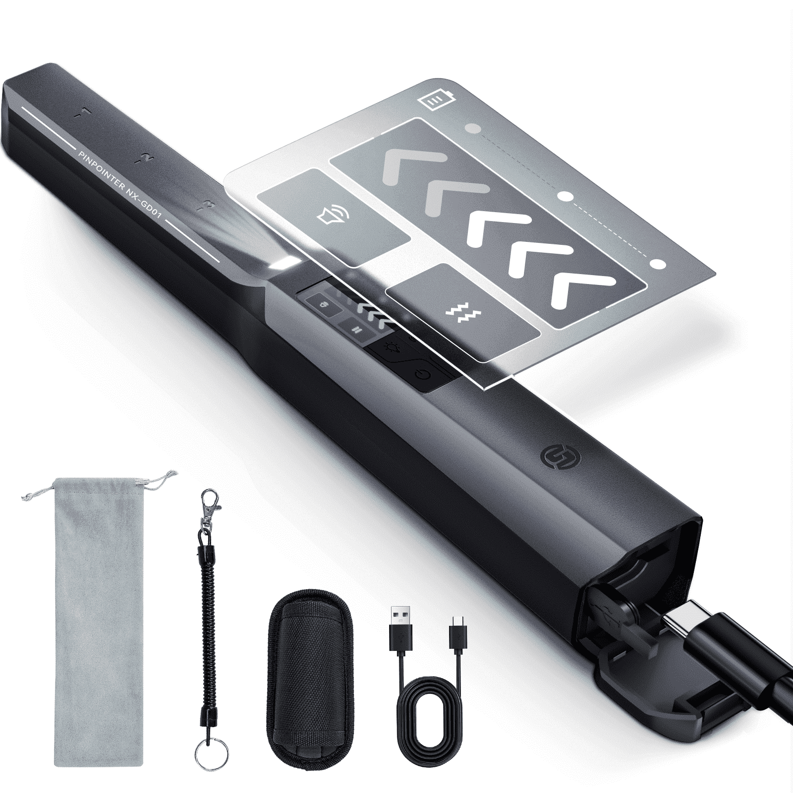Rechargeable Metal Detector Pinpointer – 360° Detection, IP68 ...