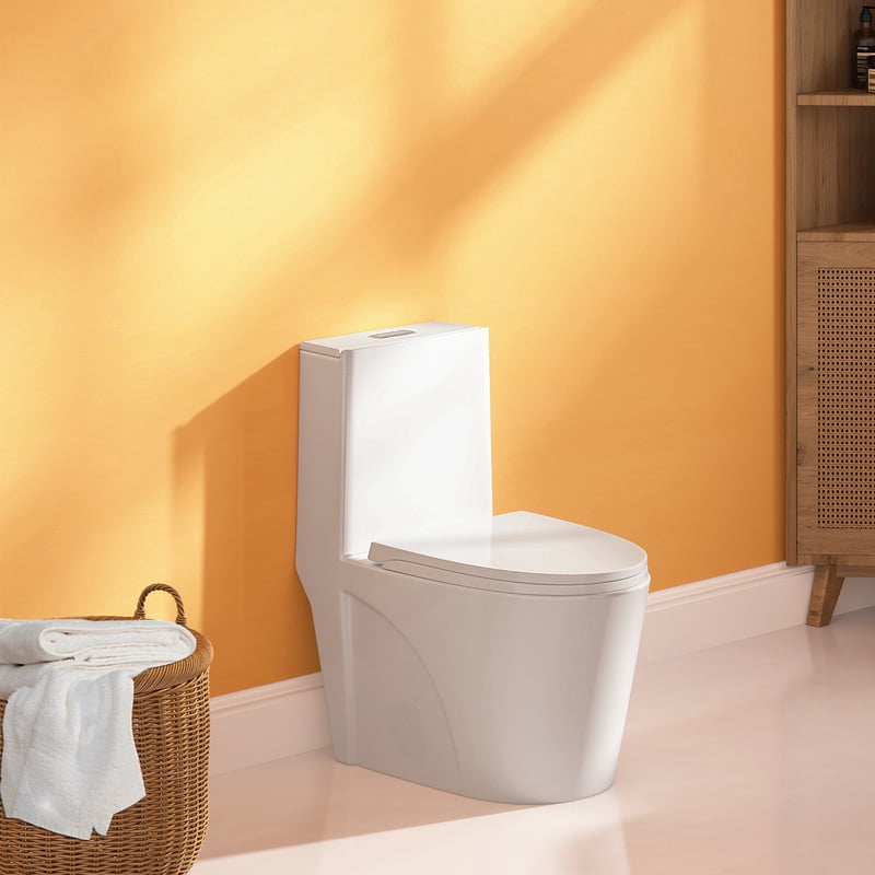 SUNRINX White One-Piece Toilet, 17.1" ADA Comfort Chair Height ...
