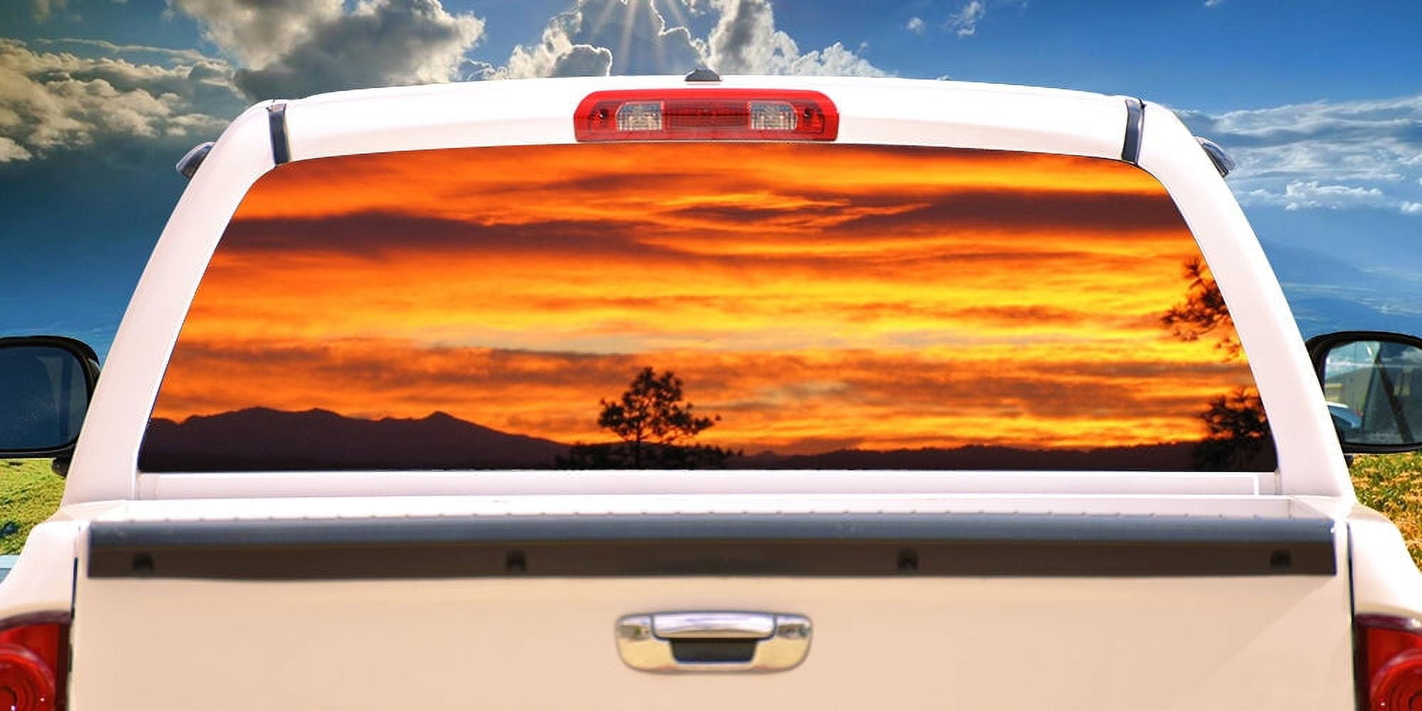 SUNRISE Rear Window Graphic sunset truck suv view thru vinyl - Walmart.com