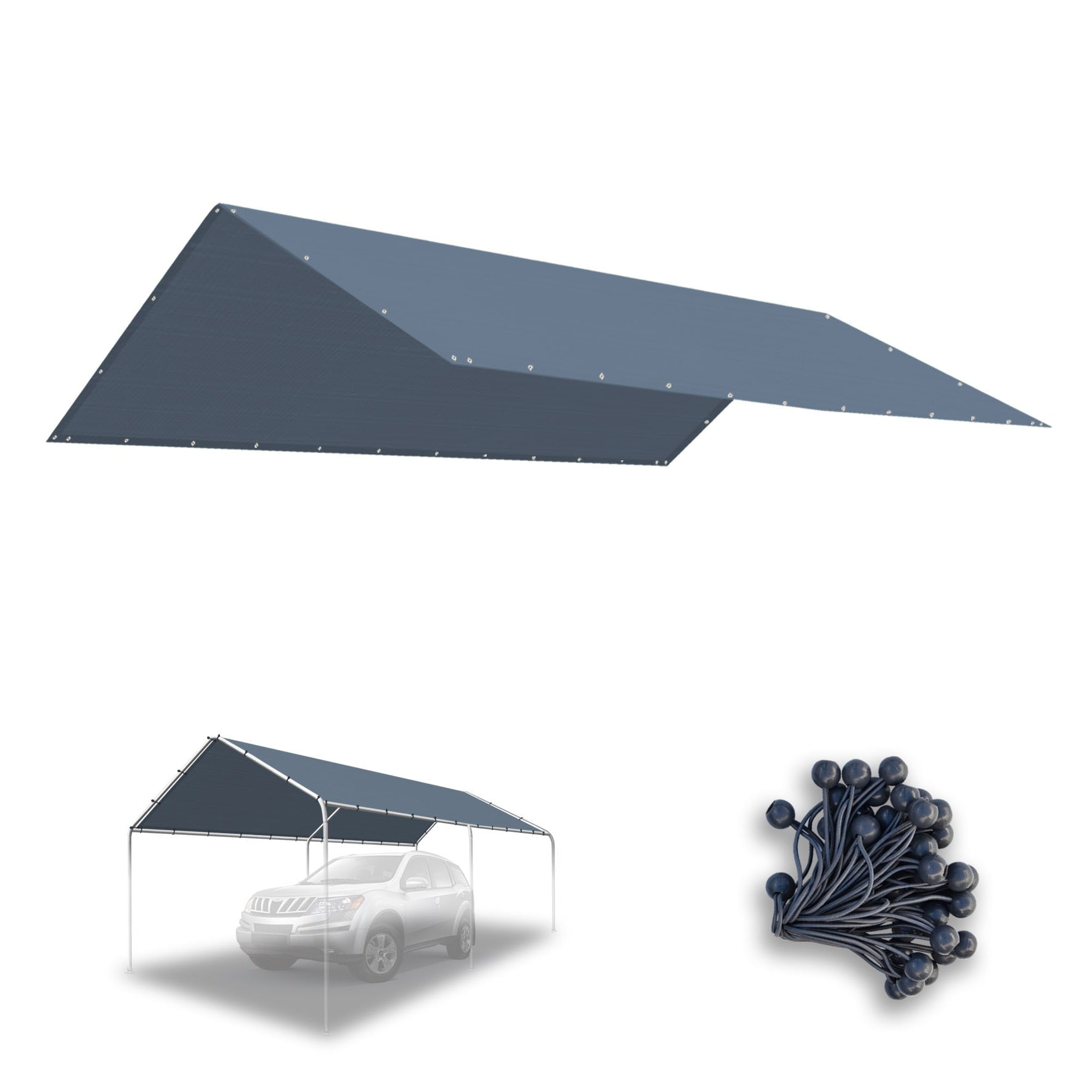 SUNRISEUMBRELLA 10x20' Carport Tent Top Garage COVER ONLY w Bungee ...