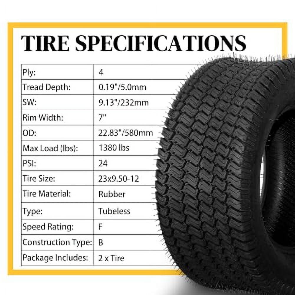SUNROAD Set of 2 23X10.50-12 23X10.5x12 Lawn Mower Cart Turf Tires 4PR ...