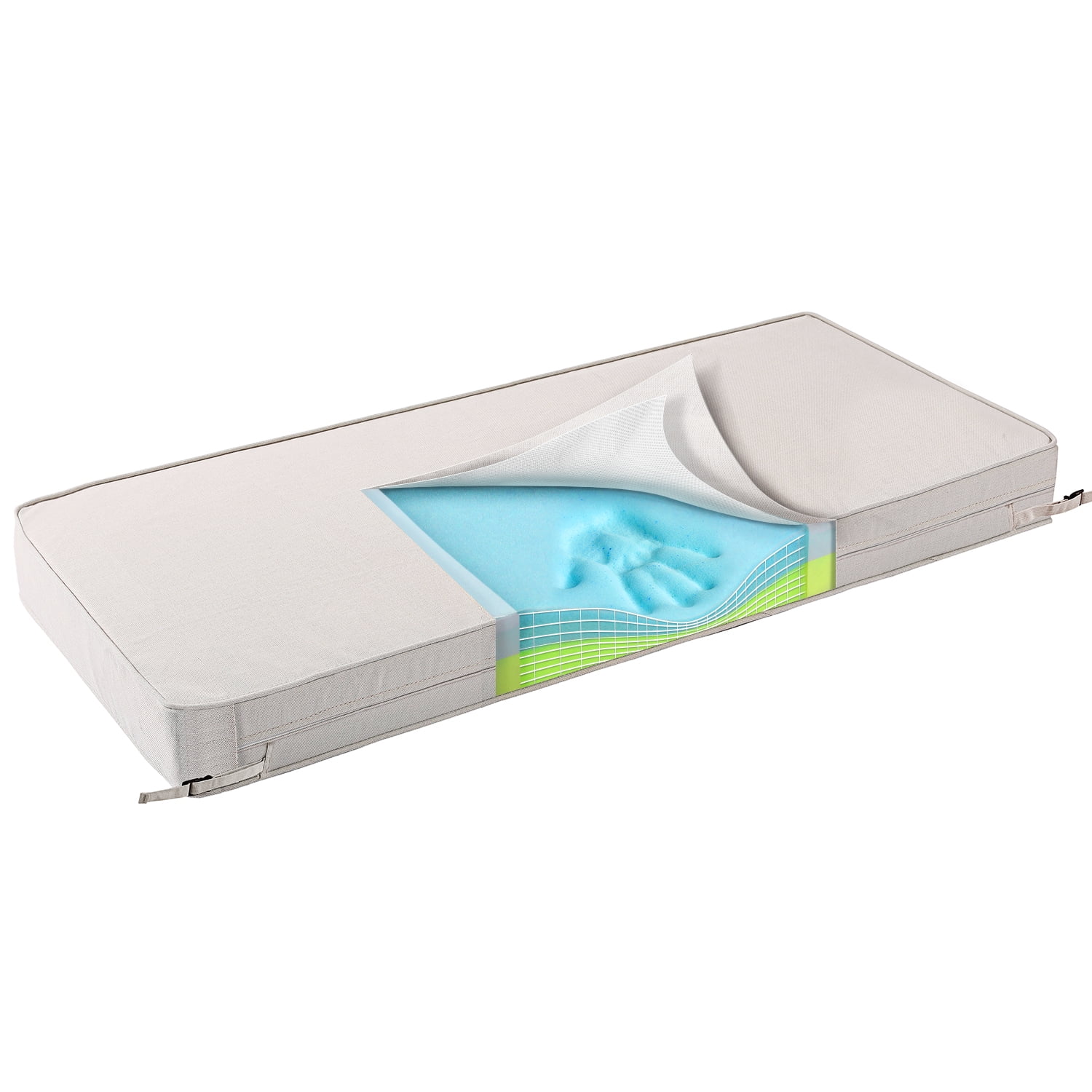 SUNROX Gel Memory Foam Bench Cushion with Ties, Water Resistant ...
