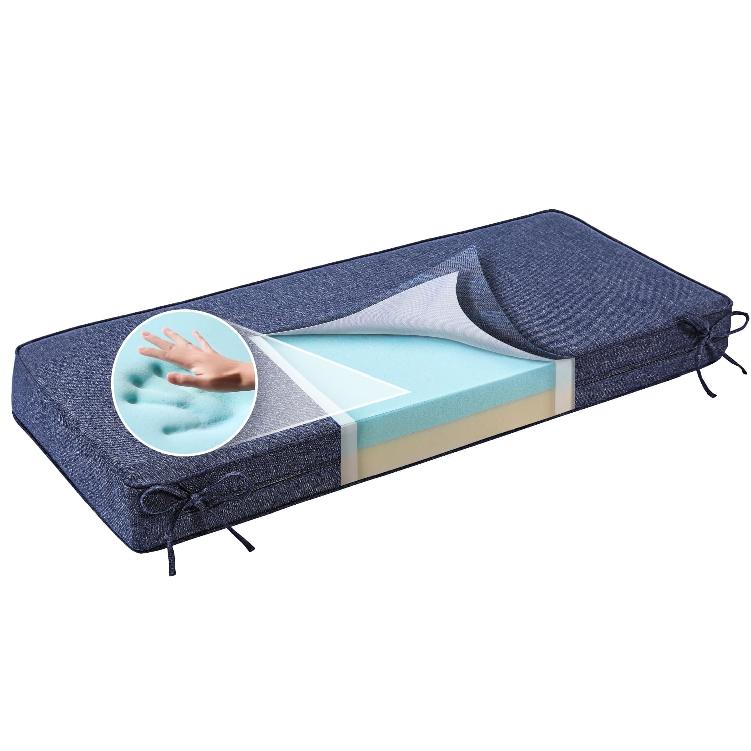 SUNROX 45 x 16 inches HEATHER INDIGO Gel Memory Foam Bench Cushion ...