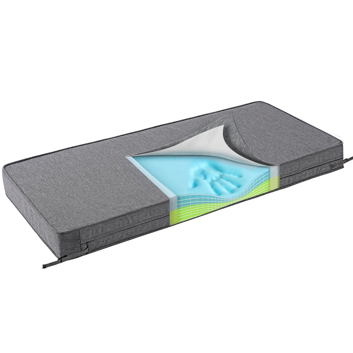 SUNROX Gel Memory Foam Bench Cushion, Indoor/Outdoor, Waterproof ...