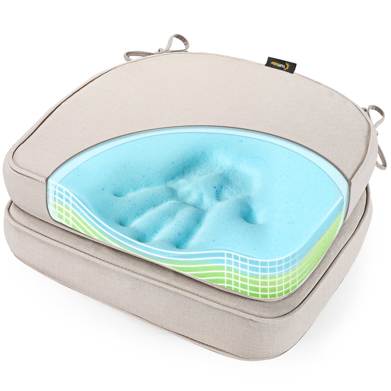 SUNROX Gel Memory Foam Chair Cushions, FadeShield Water-Resistant Stain ...