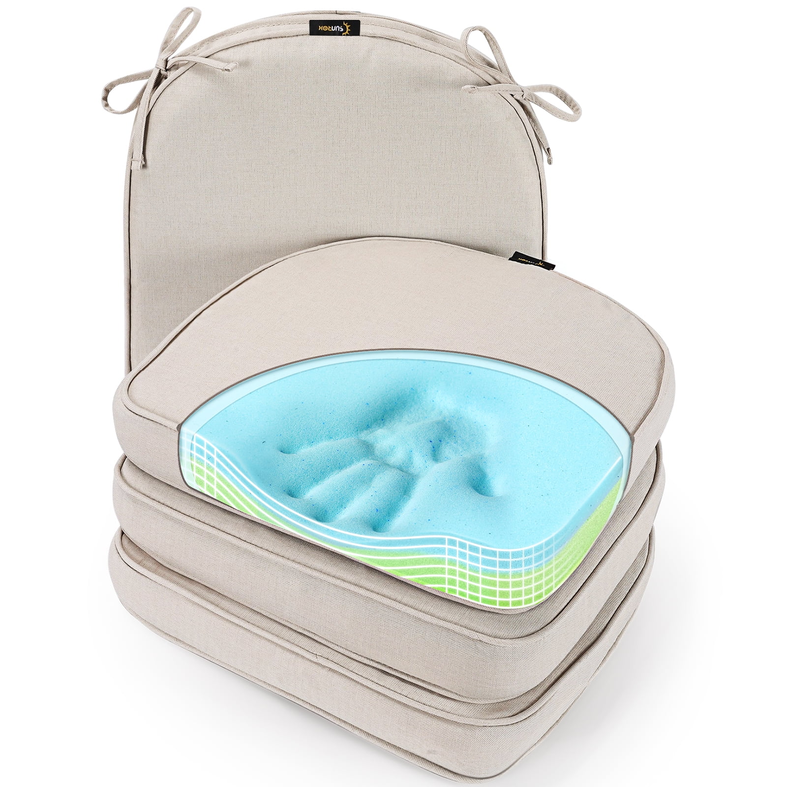 SUNROX Gel Memory Foam Chair Cushions, FadeShield Water-, Stain ...