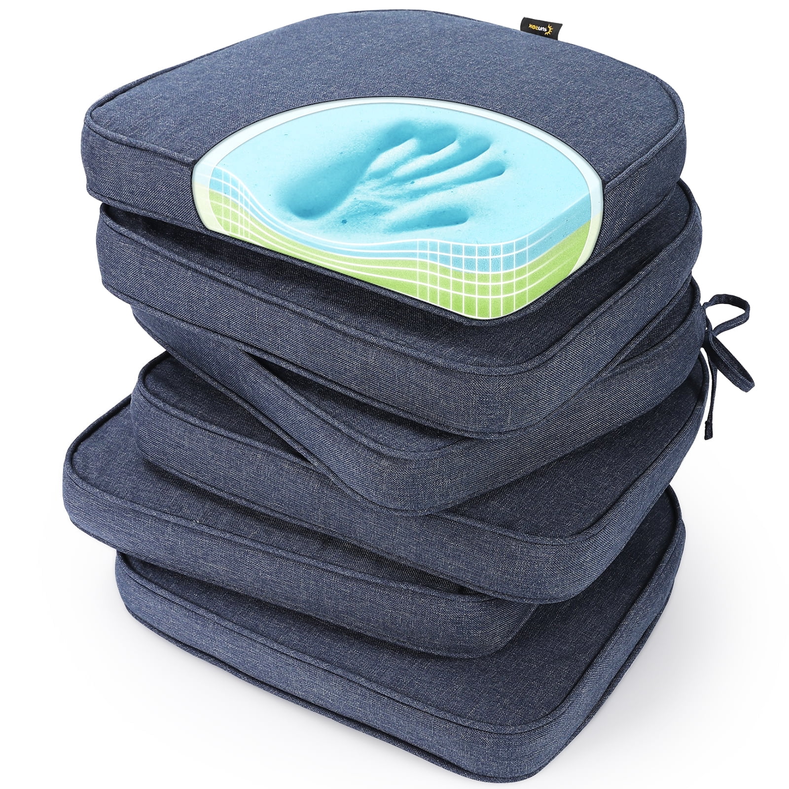 SUNROX Indoor/Outdoor Gel Memory Foam Chair Cushions, Water/Stain ...