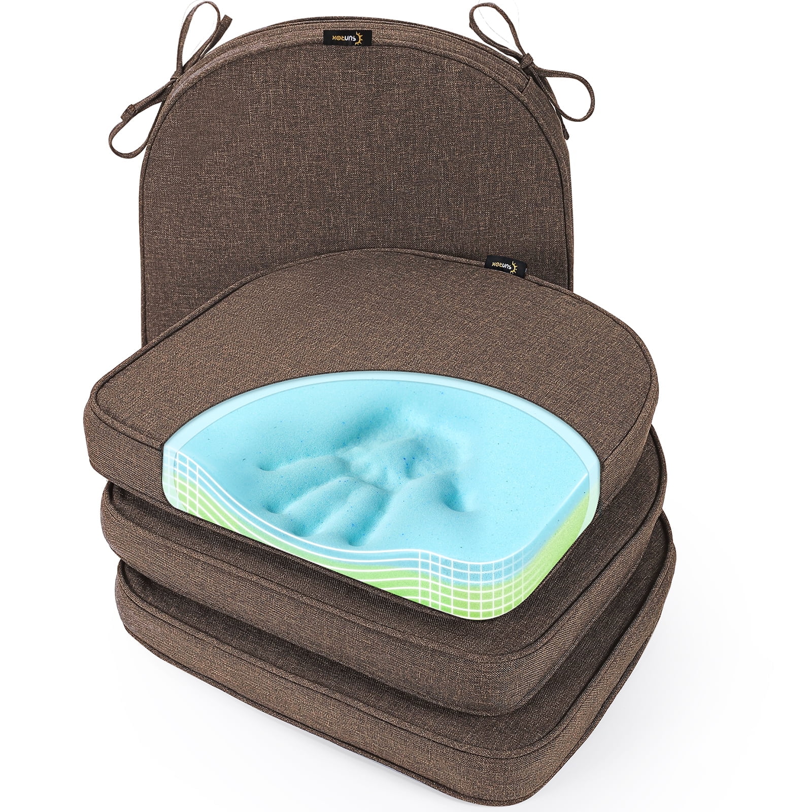 SUNROX Gel Memory Foam Chair Cushions, FadeShield Water-, Stain ...