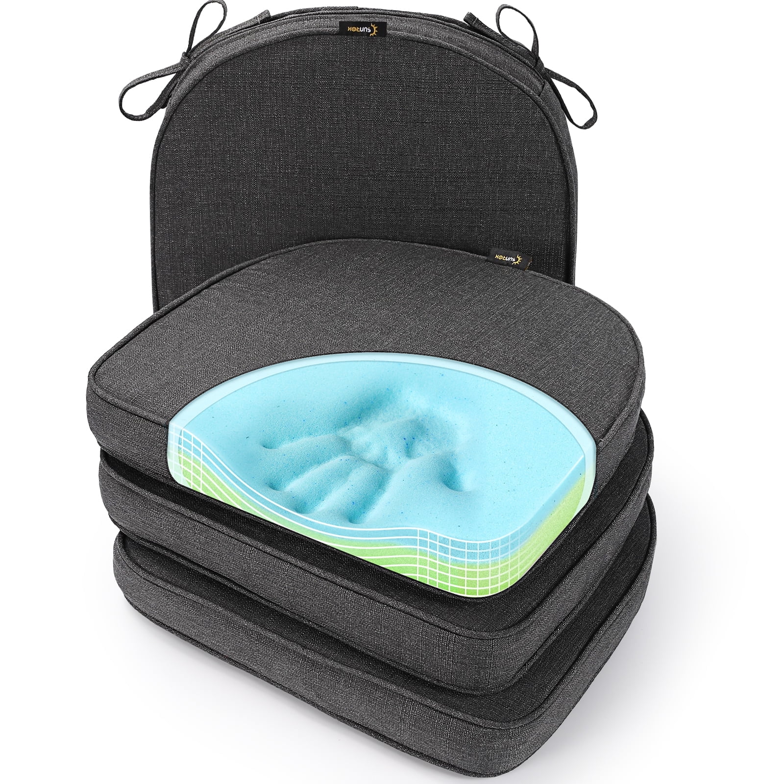 SUNROX Gel Memory Foam Chair Cushions, FadeShield Water-, Stain ...