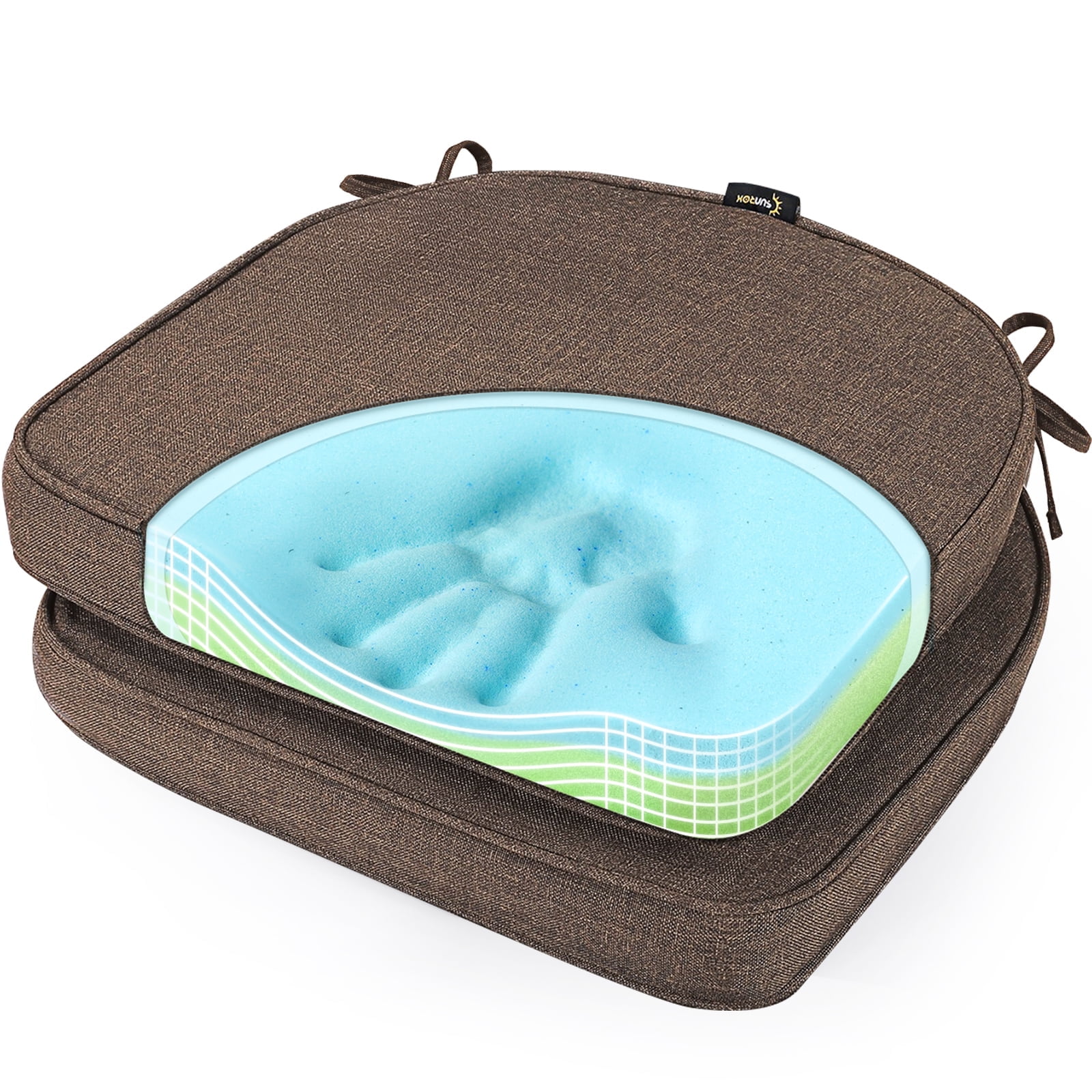 SUNROX Gel Memory Foam Chair Cushions, Water-Resistant, 16"x17", Set of ...