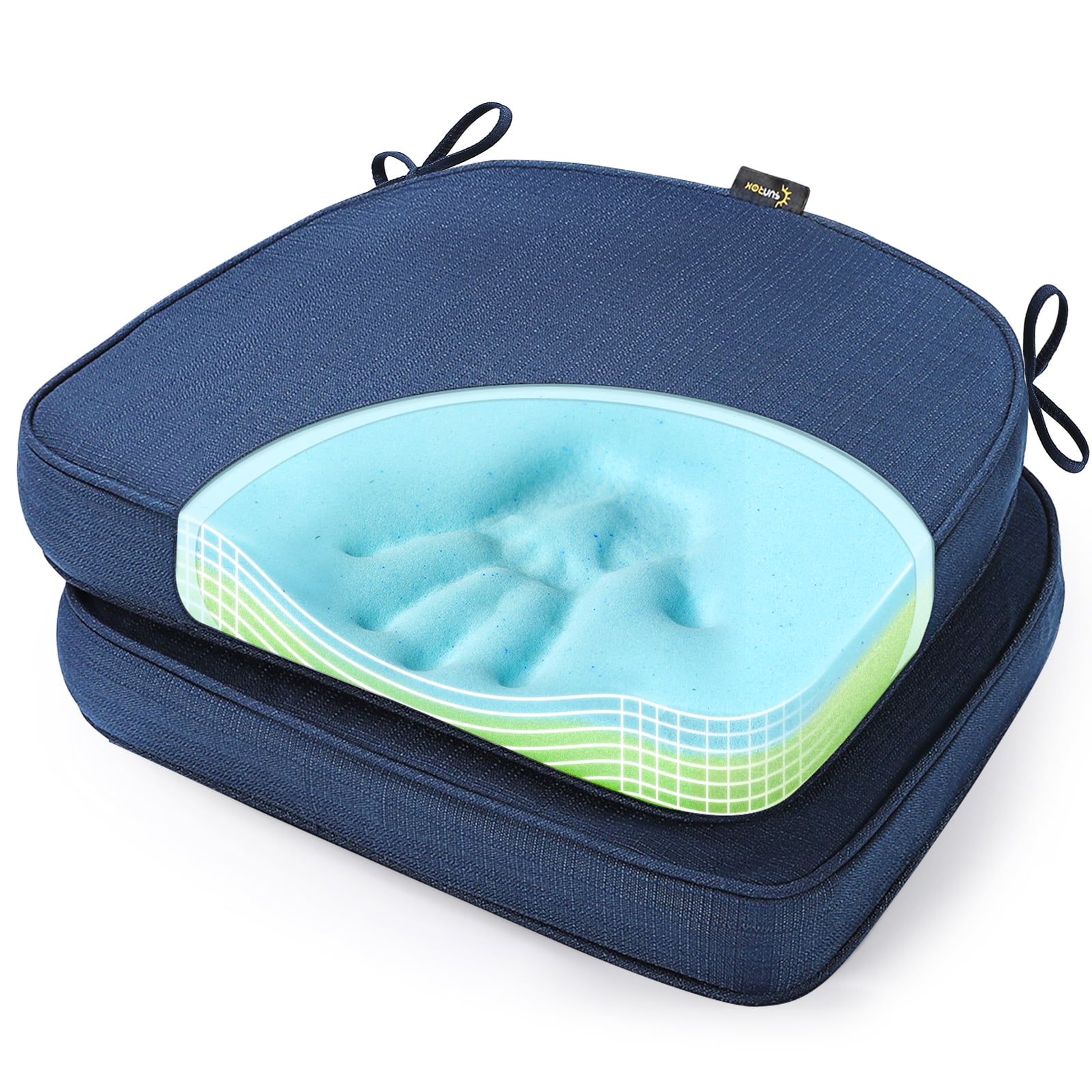 SUNROX Memory Foam Chair Cushions with Indoor Thick Back, Resistant ...