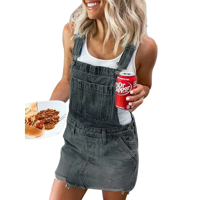 SUNSIOM Women's Adjustable Strap Denim Sleeveless Overall, Sizes S/M/L ...