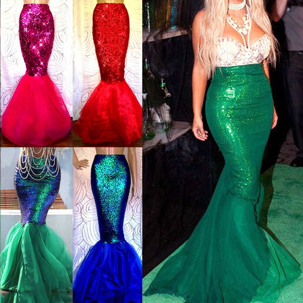 SUNSIOM Womens Adult Mermaid Tail Full Skirt Party Maxi Fancy Dress ...