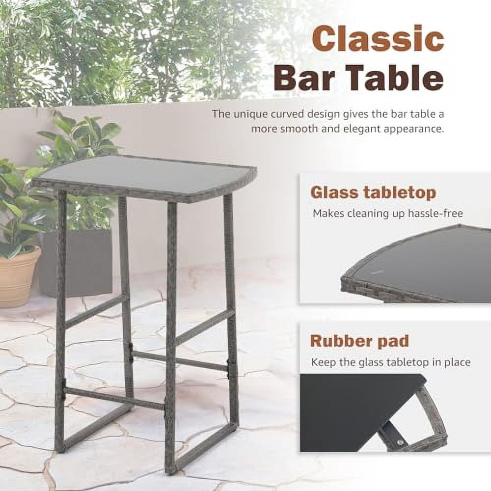 SUNSITT 3-Piece Outdoor Wicker Bar Height Table Set, 2 Bar Stools and 1 ...