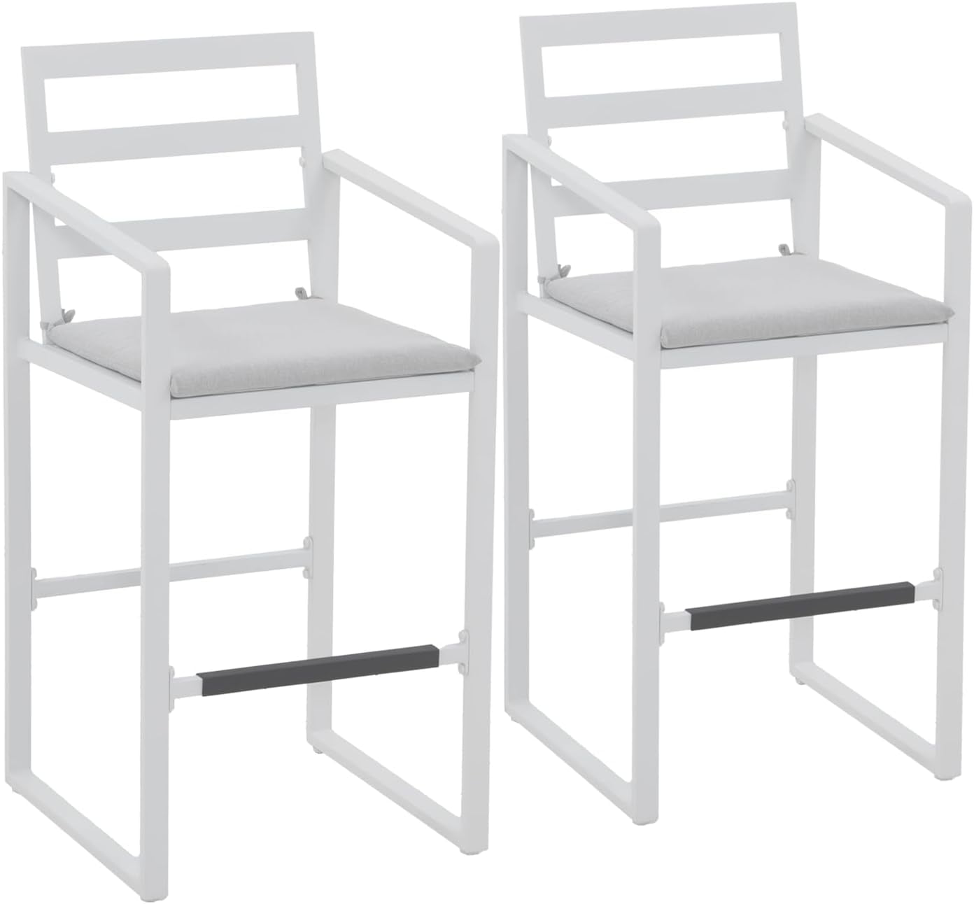 SUNSITT Outdoor Bar Stools Set of 2, All-Weather Aluminum Barstools Bar ...