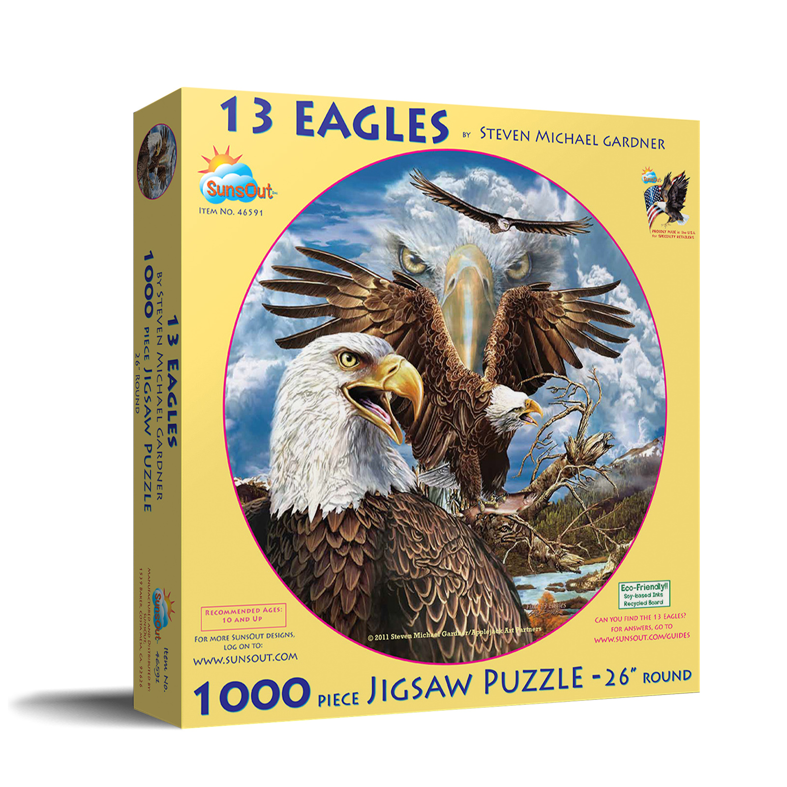 SUNSOUT INC - 13 Eagles - 1000 pc Round Jigsaw Puzzle by Artist: Steven Michael Gardner ...