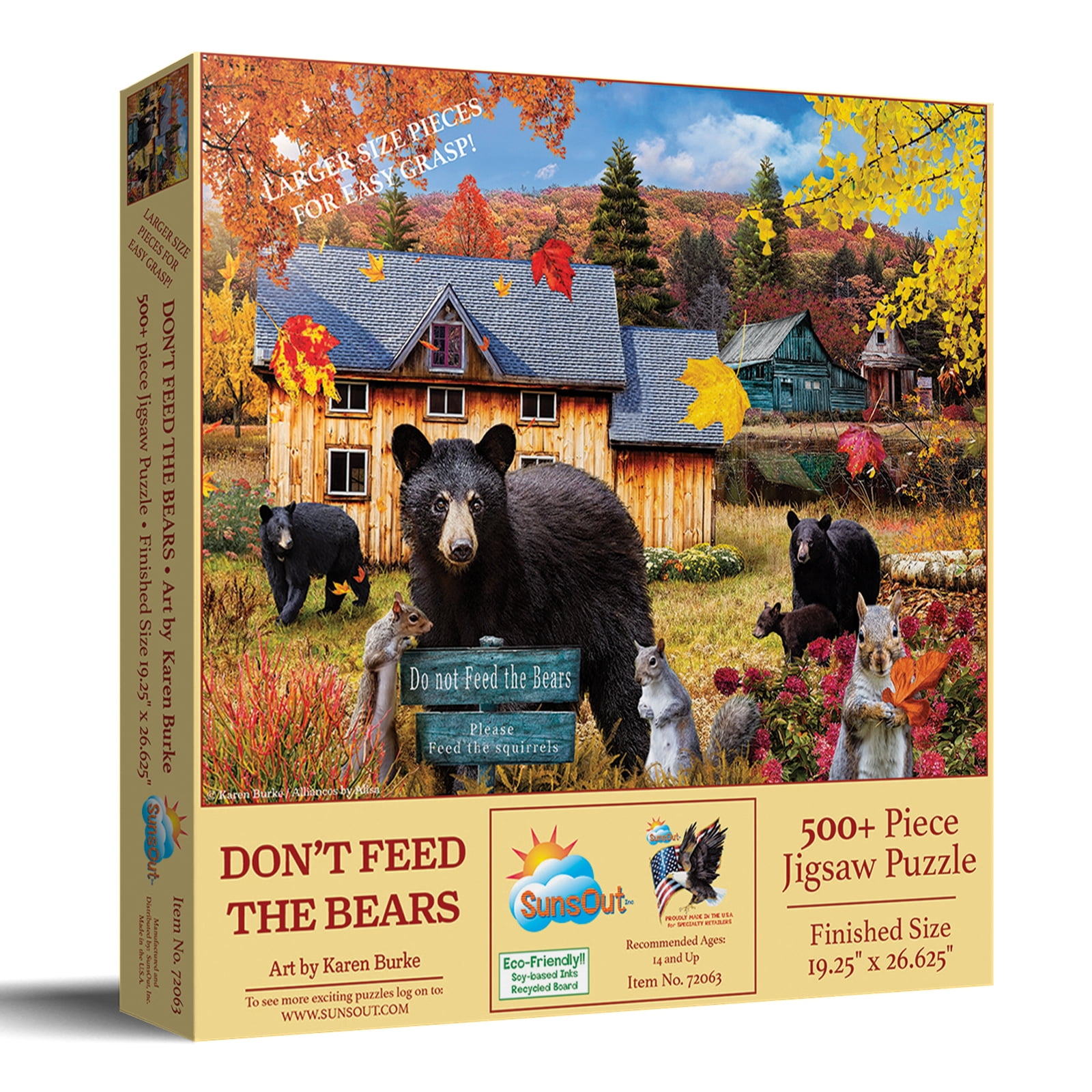SUNSOUT INC - Don't Feed the Bears - 500 pc Large Piece Jigsaw Puzzle ...