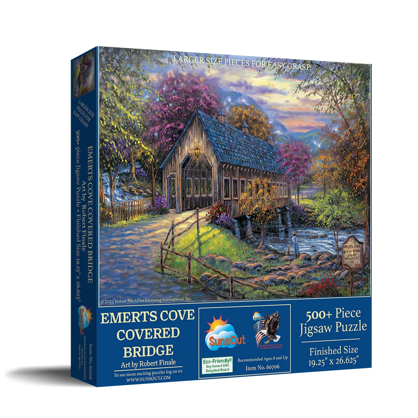 SUNSOUT INC - Emerts Cove Covered Bridge - 500 pc Large Pieces Jigsaw ...