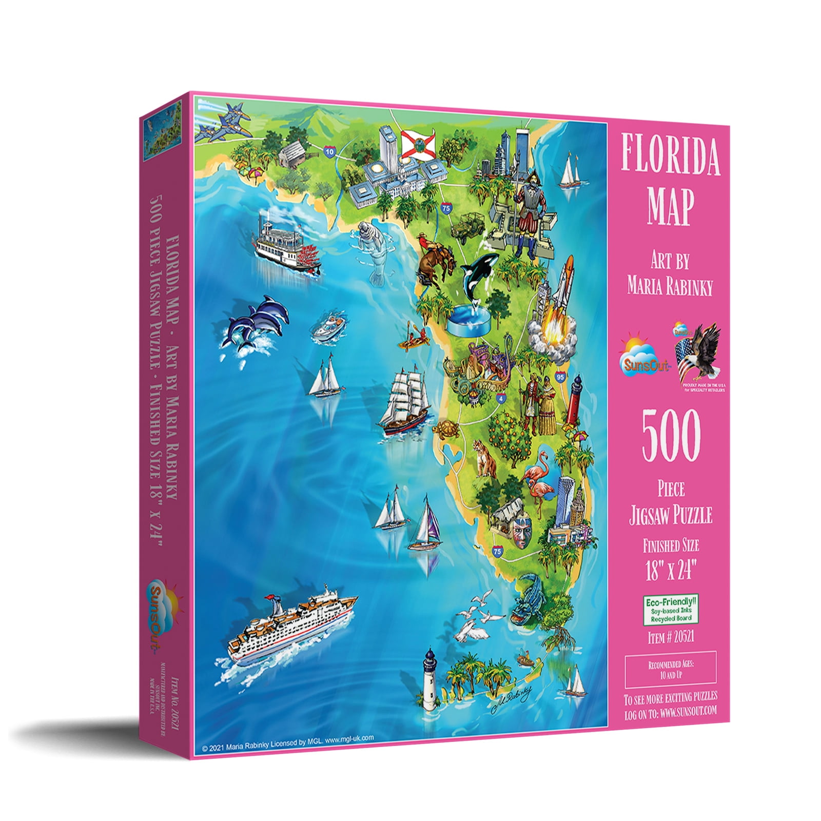 SUNSOUT INC - Florida Map - 500 pc Jigsaw Puzzle by Artist: Maria ...