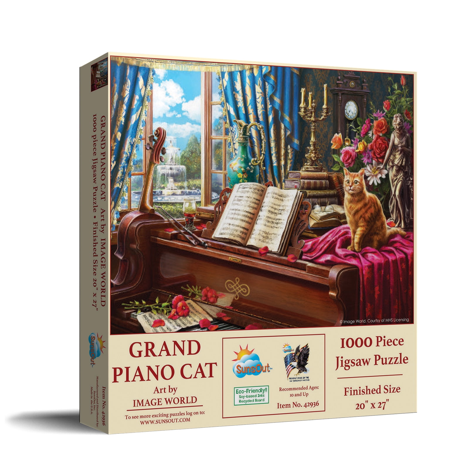 SUNSOUT INC - Grand Piano Cat - 1000 pc Jigsaw Puzzle by Artist: Image ...