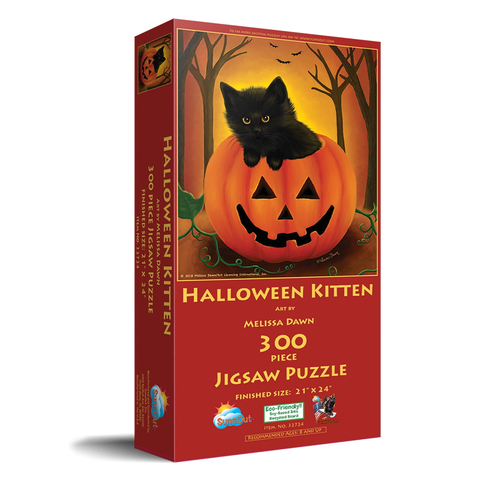 SUNSOUT INC - Halloween Kitten - 300 pc Jigsaw Puzzle by Artist: Melissa Dawn - Finished Size 21 ...