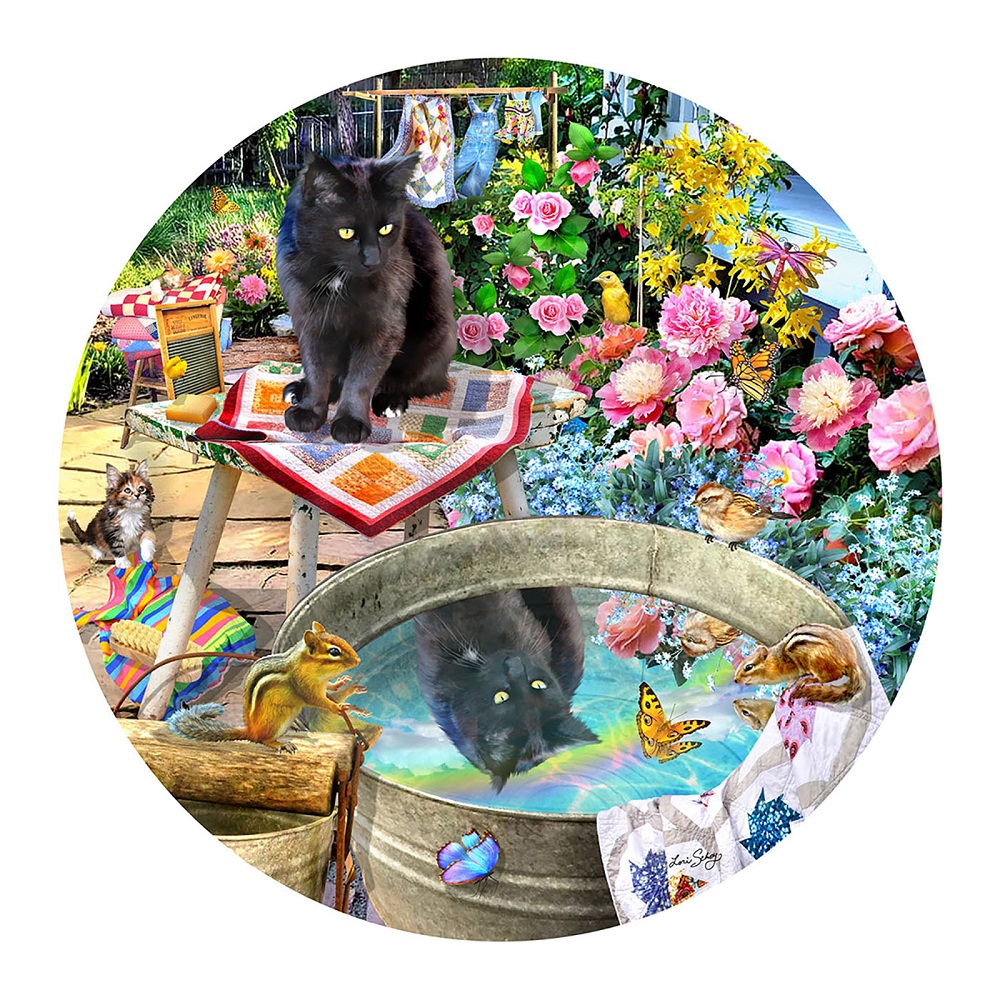 SUNSOUT INC - Kitty Reflections - 500 pc Round Jigsaw Puzzle by Artist ...