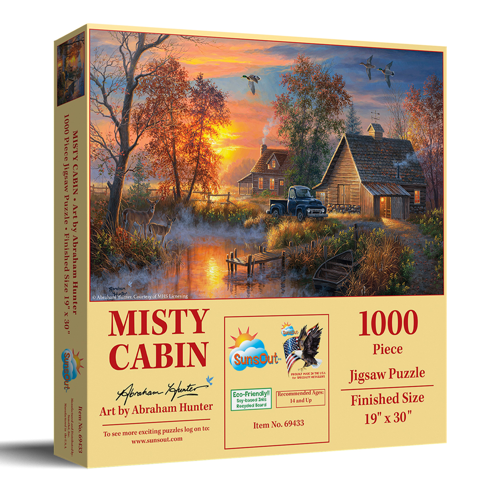 SUNSOUT INC - Misty Cabin - 1000 pc Jigsaw Puzzle by Artist: Abraham Hunter - Finished Size 19 ...