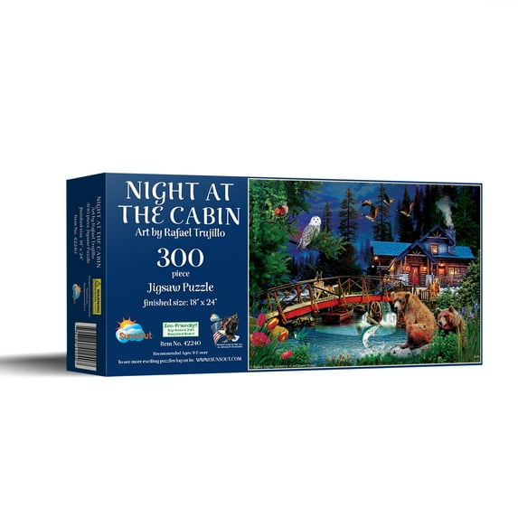 SUNSOUT INC - Night at the Cabin - 300 pc Jigsaw Puzzle by Artist ...