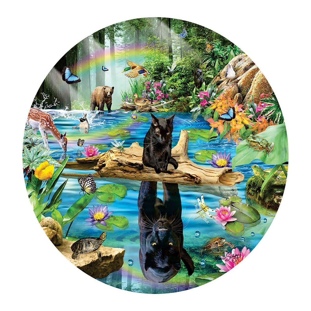 SUNSOUT INC - Panther Reflections - 500 pc Round Jigsaw Puzzle by ...