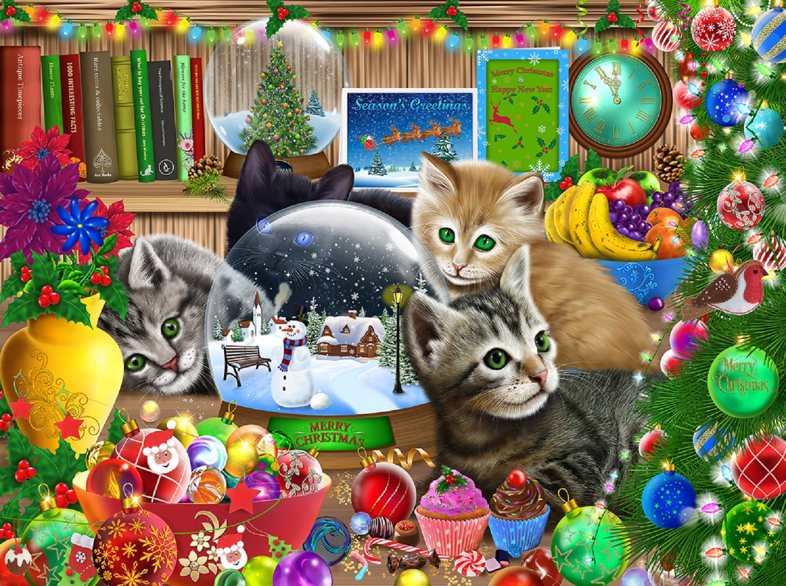 SUNSOUT INC - Snow Globe Kitten - 1000 pc Jigsaw Puzzle by Artist ...