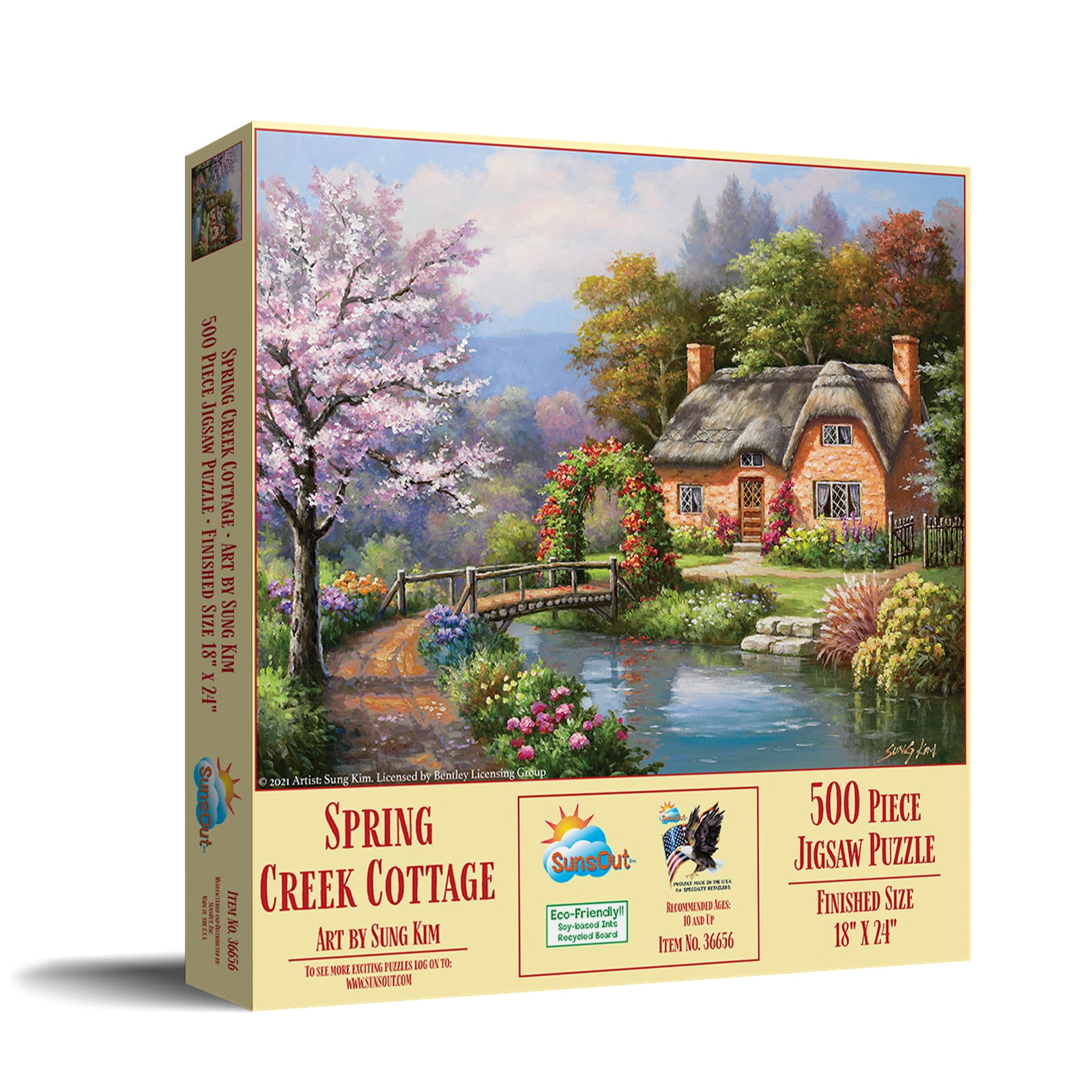 SUNSOUT INC - Spring Creek Cottage - 500 pc Jigsaw Puzzle by Artist: Sung Kim - Finished Size 18 ...