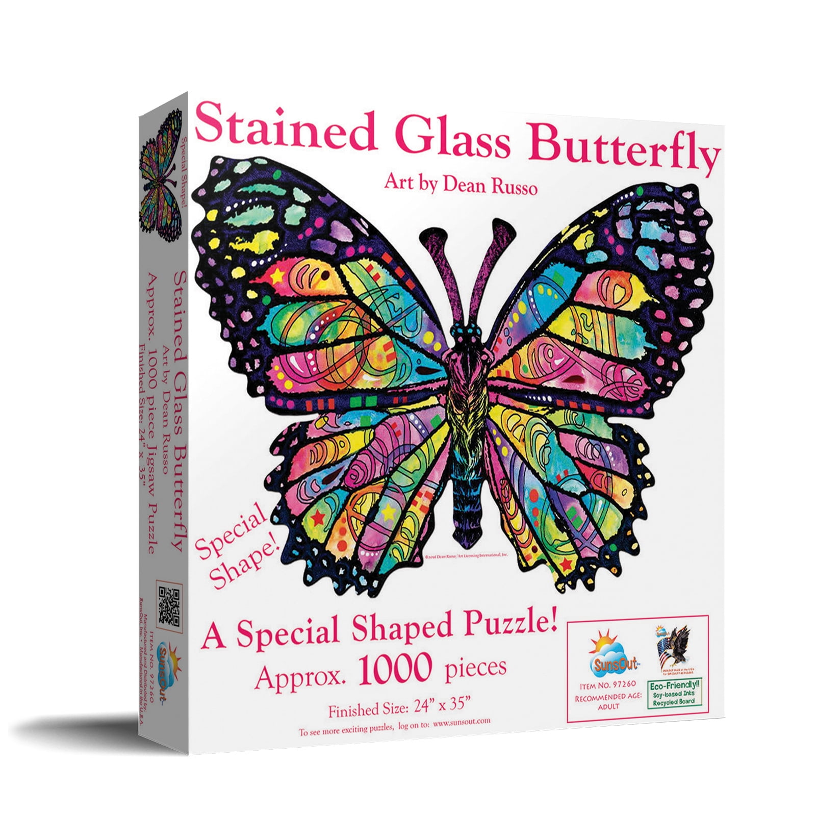 SUNSOUT INC - Stained Glass Butterfly - 1000 pc Special Shape Jigsaw ...