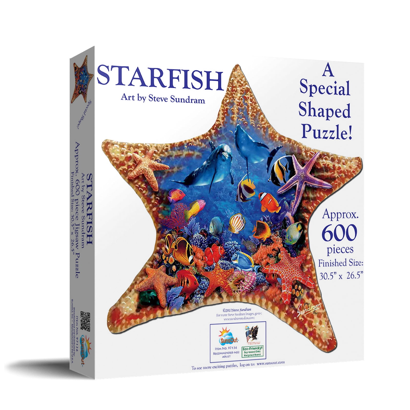 SUNSOUT INC - Starfish - 600 pc Special Shape Jigsaw Puzzle by Artist ...