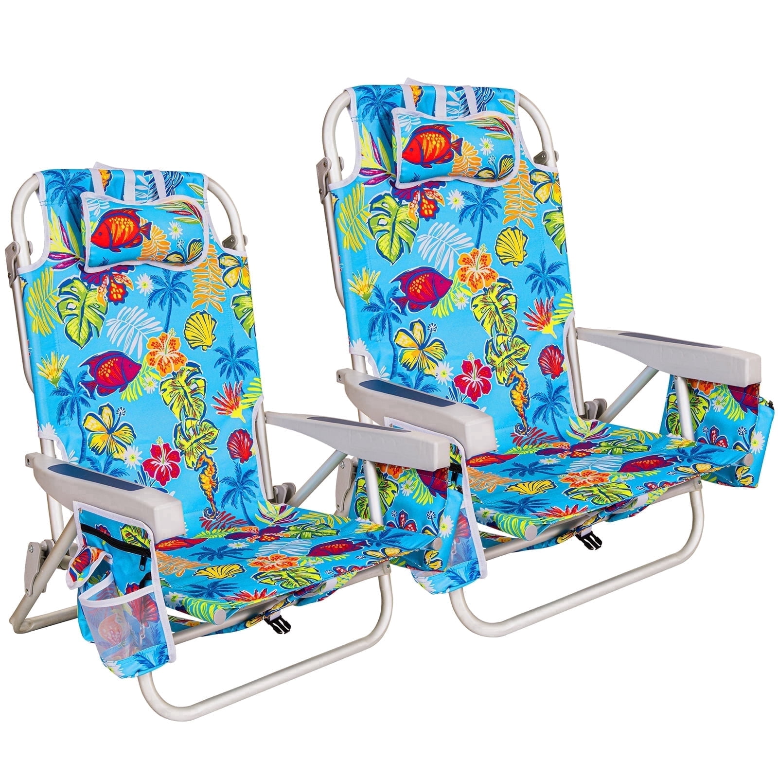 SUNSPIRE Lay Flat Backpack Beach Chairs for Adults, 5-Position Aluminum ...