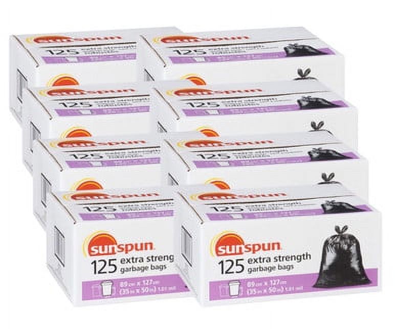 SUNSPUN Large Extra Strength Garbage Bags, 125 Bags (8/Case) - Durable ...