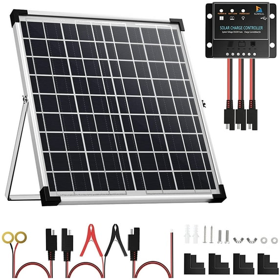 SUNSUL 20W Watt 12V Solar Panel Kit Battery Maintainer Trickle Charger ...