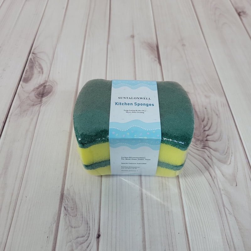 SUNTALONWELL Kitchen sponges – Dual-Sided Heavy Duty Cleaning Sponges ...